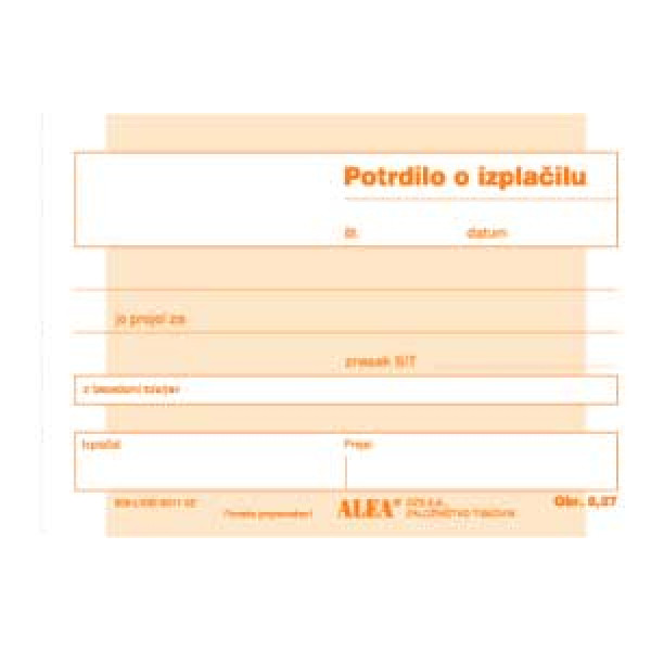 OBRAZEC POTRDILO O IZPLAČILU A6 ALEA 5.27 REDOLJUB spletna prodaja ...