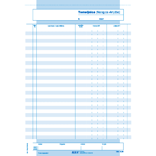 OBRAZEC TEMELJNICA ZA VKNJIŽBO A4 ALEA 6.89 REDOLJUB spletna prodaja ...